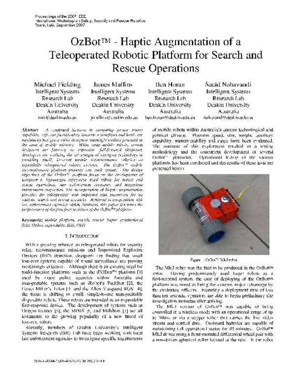 (PDF) Haptic control methodologies for telerobotic stair traversal | E. Tunstel - Academia.edu