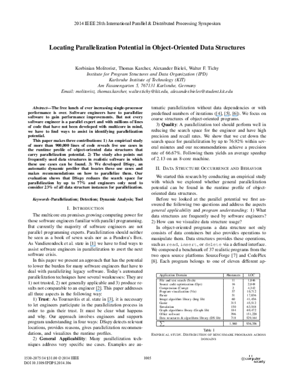 Pdf Locating Parallelization Potential In Object Oriented Data Structures