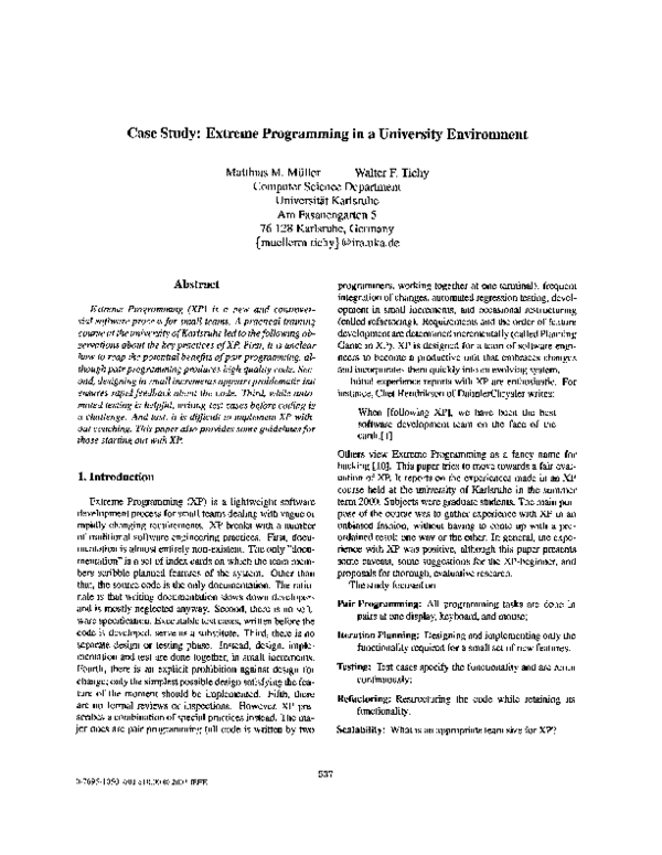 (PDF) Case study: extreme programming in a university environment ...