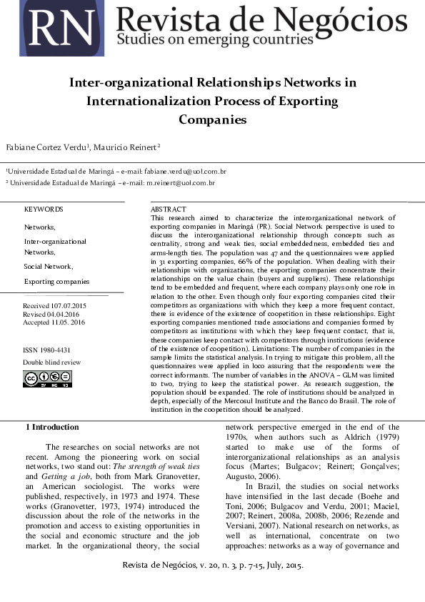 (PDF) Inter-organizational Relationships Networks in ...