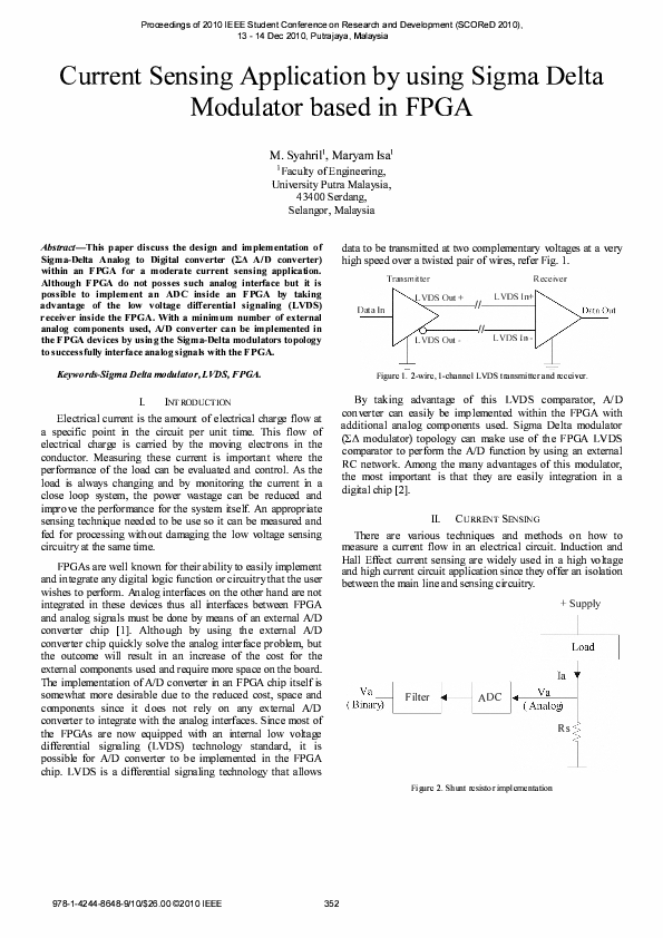 (PDF) Current sensing application by using Sigma Delta modulator based in FPGA | Muhammad ...