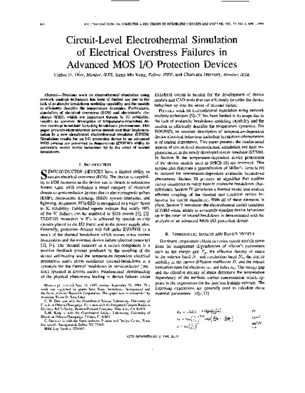 (PDF) Circuit-level electrothermal simulation of electrical overstress ...