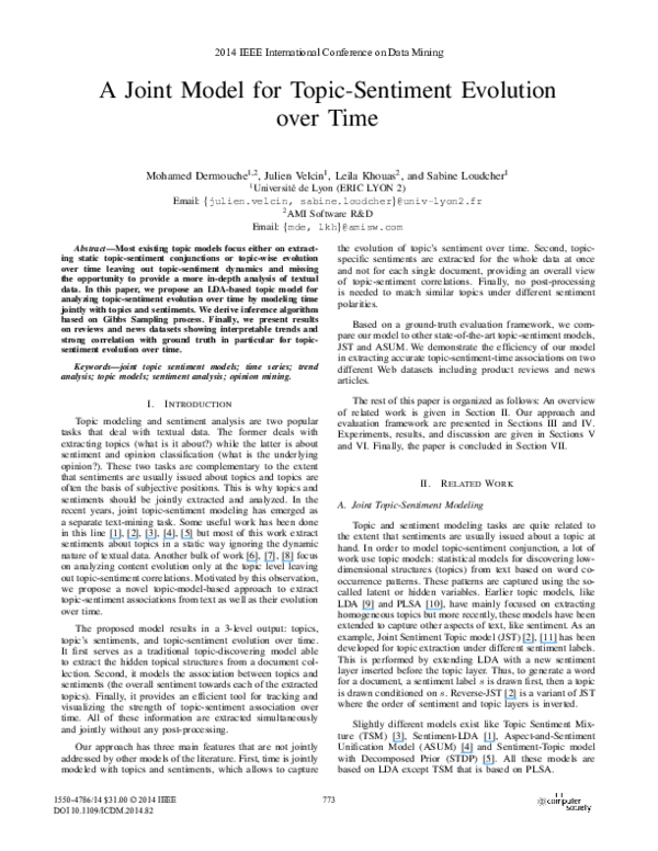 (PDF) A Joint Model for Topic-Sentiment Evolution over Time