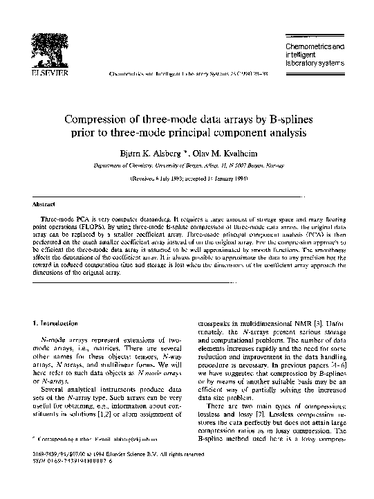 (PDF) Compression of three-mode data arrays by B-splines prior to three-mode principal component ...