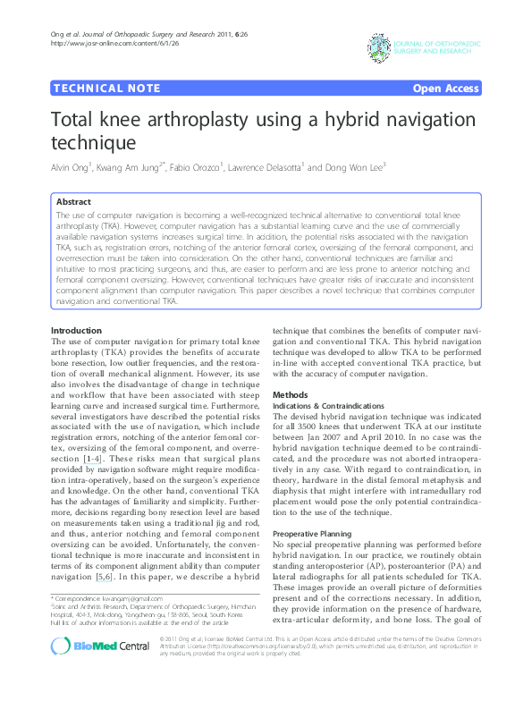 (PDF) Total Knee Arthroplasty Using a Hybrid Navigation Technique