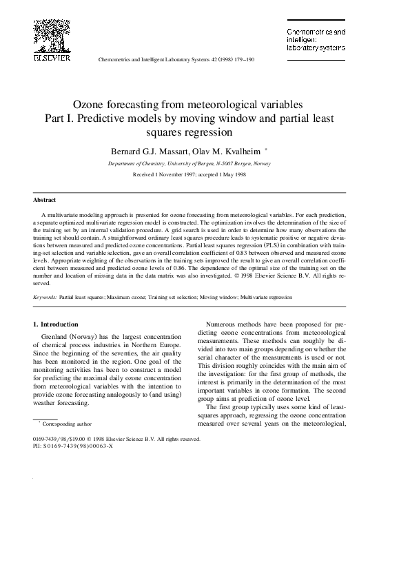 (PDF) Ozone forecasting from meteorological variables