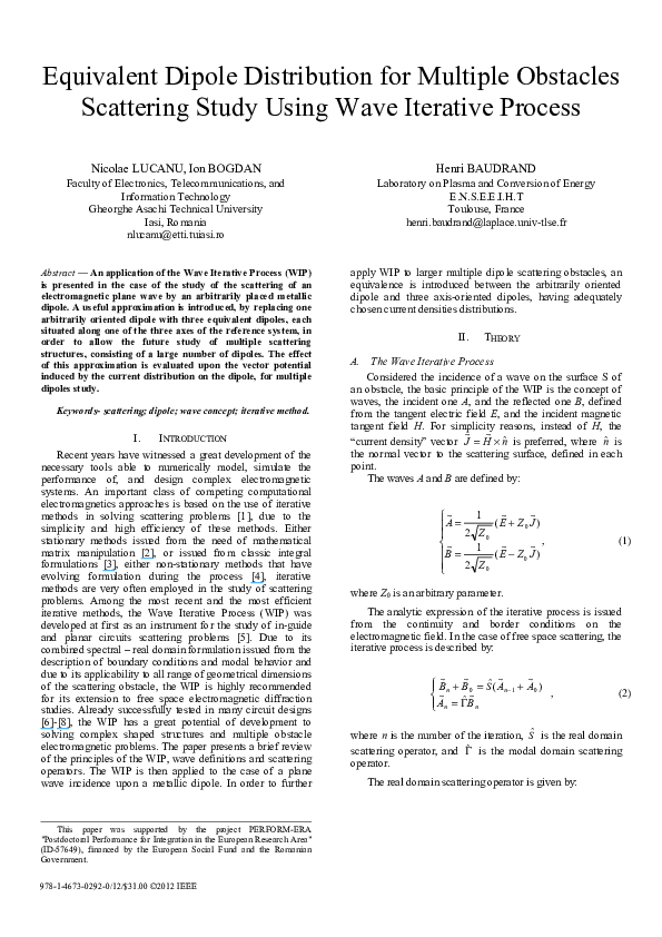 (PDF) Wave Concept Iterative Method Validation for 2D Metallic Obstacles Scattering