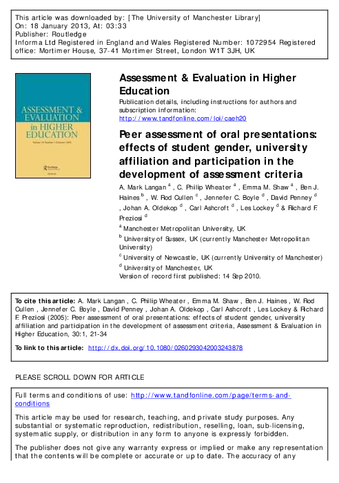 (PDF) Empowering Students to Be the Judges of Their Own Performance ...