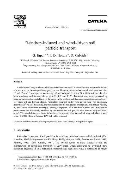 (PDF) Raindrop-induced and wind-driven soil particle transport | G ...