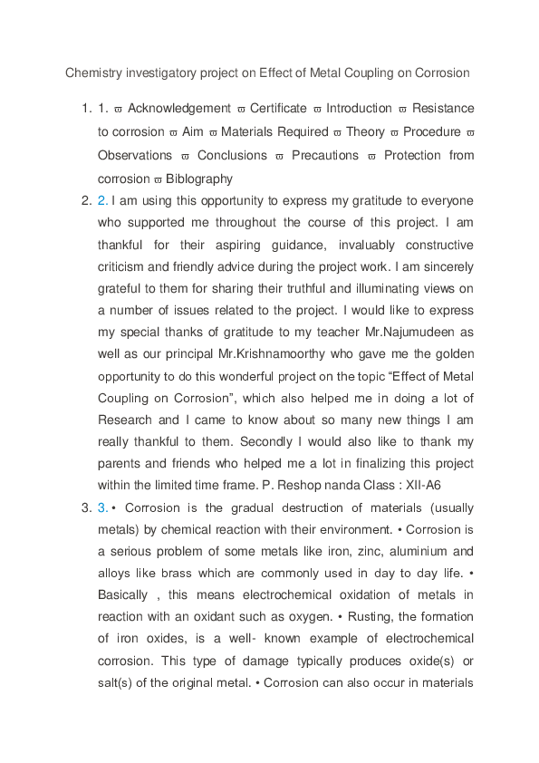 (PDF) Chemistry investigatory project on Effect of Metal Coupling on ...