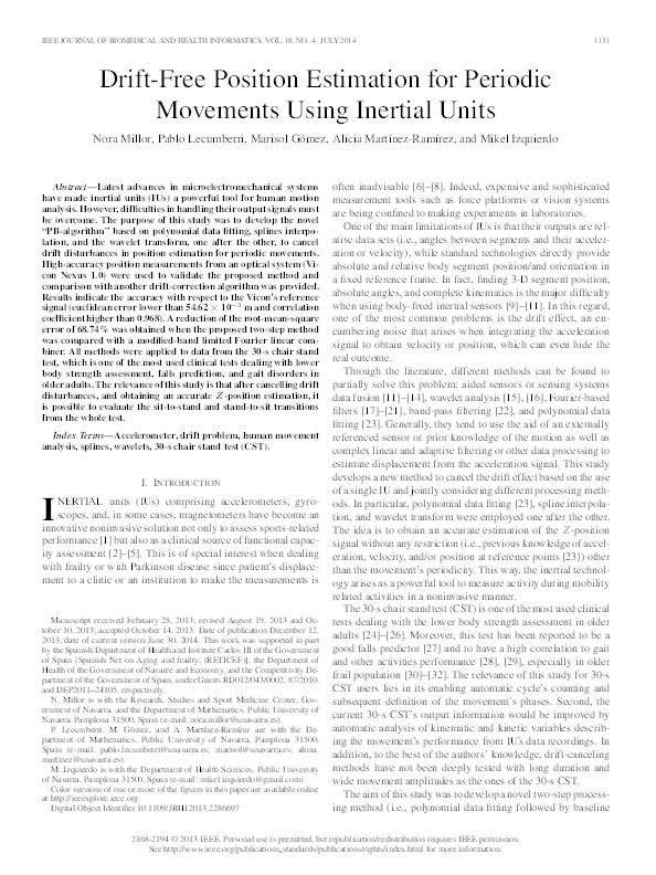 (PDF) Drift-Free Position Estimation for Periodic Movements Using ...