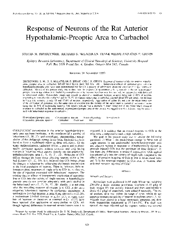 (PDF) Response of neurons of the rat anterior hypothalamic-preoptic ...