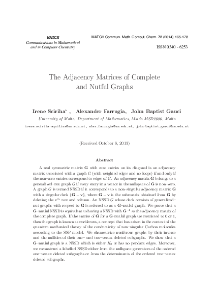(PDF) The Adjacency Matrices of Complete and Nutful Graphs