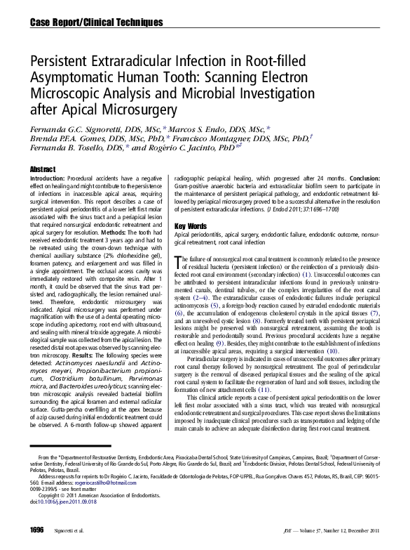 (PDF) Persistent Extraradicular Infection in Root-filled Asymptomatic ...
