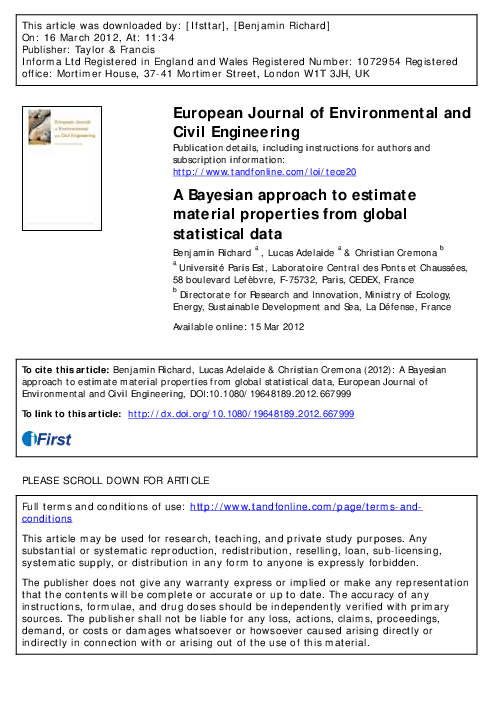 (PDF) A Bayesian approach to estimate material properties from global statistical data
