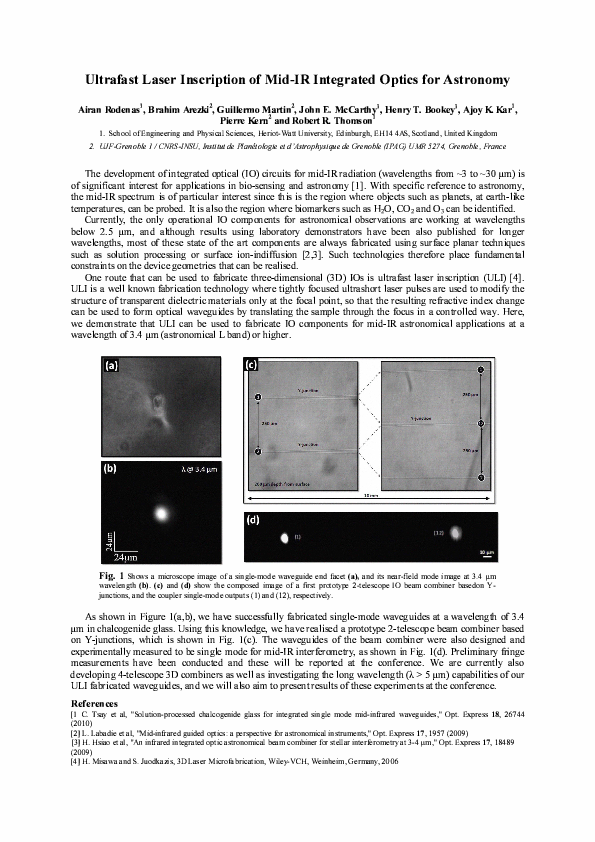 Ultrafast laser inscription of mid-IR integrated optics for astronomy