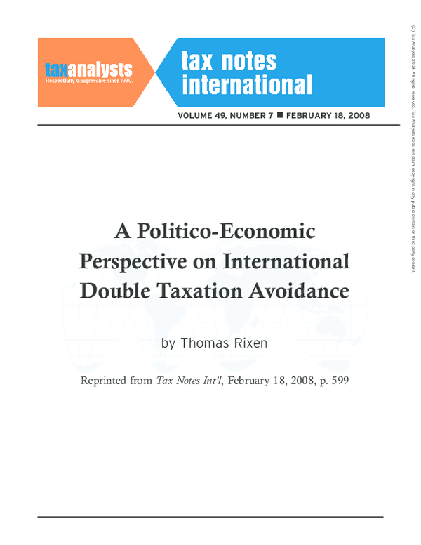 (PDF) A Politico-Economic Perspective on International Double Taxation ...