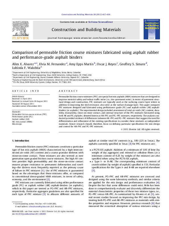 (PDF) Comparison of permeable friction course mixtures fabricated using ...