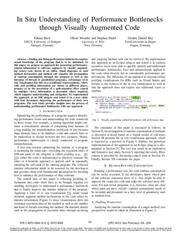 (PDF) In situ understanding of performance bottlenecks through visually augmented code