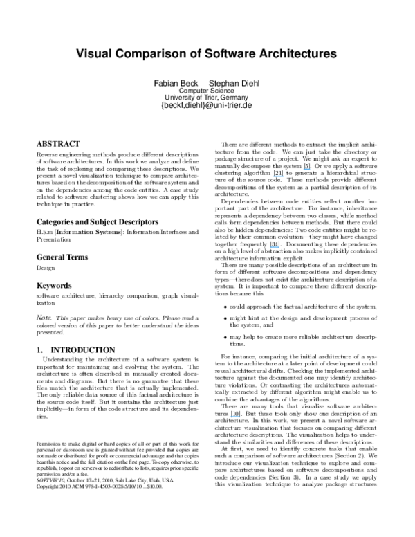 (PDF) Visual comparison of software architectures