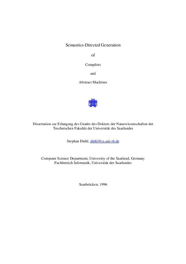 (PDF) Natural Semantics-Directed Generation of Compilers and Abstract Machines