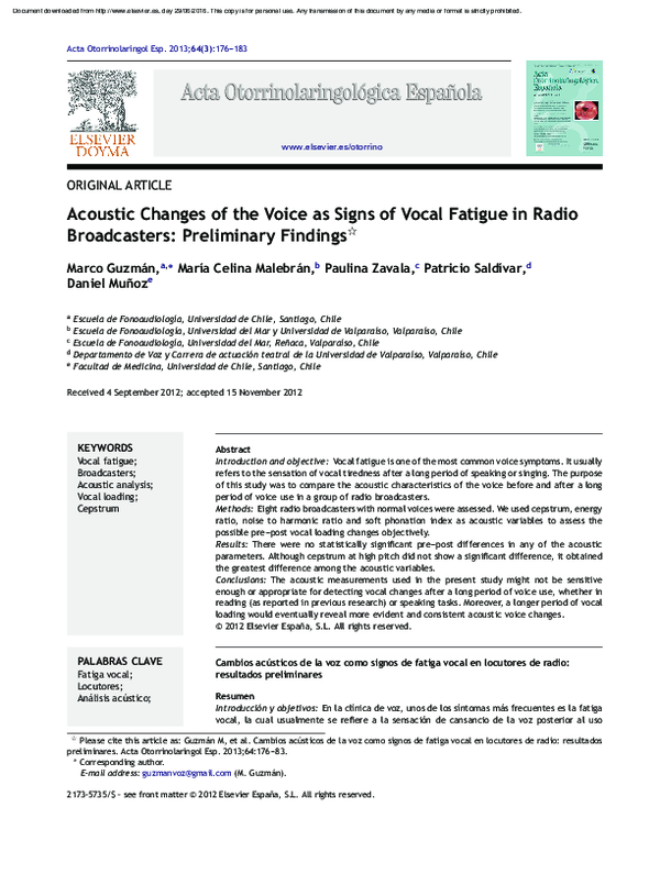 (PDF) Acoustic Changes of the Voice as Signs of Vocal Fatigue in Radio ...