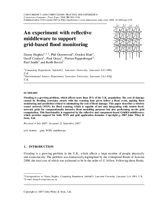 Pdf An Experiment With Reflective Middleware To Support Grid‐based