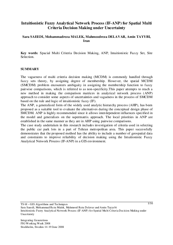 Pdf Intuitionistic Fuzzy Analytical Network Process If Anp For