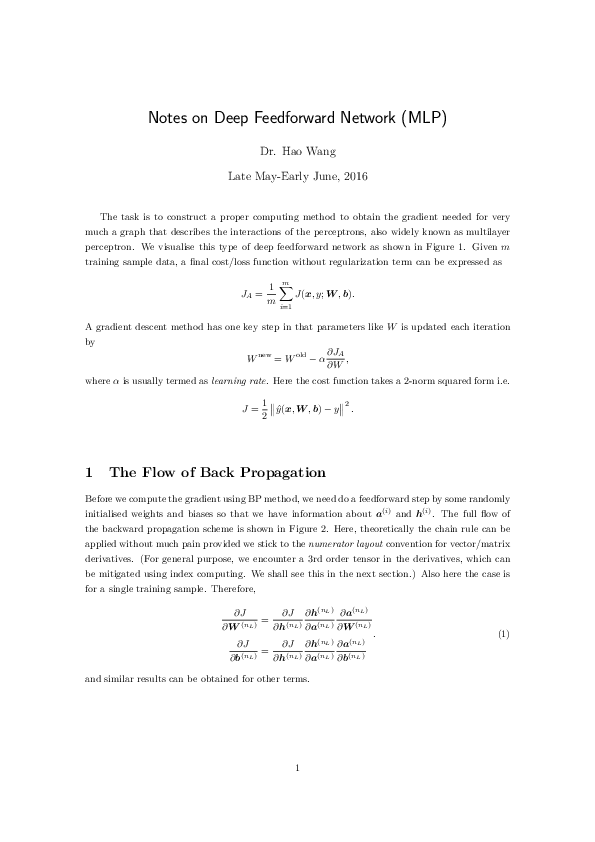 (PDF) Notes on Deep Feedforward Network (MLP)