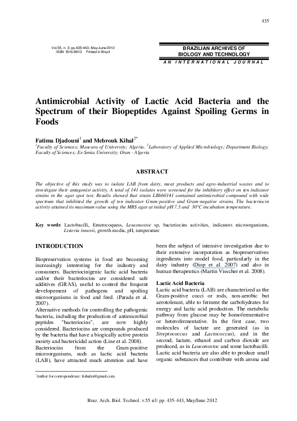 (PDF) Antimicrobial activity of lactic acid bacteria isolated from Tenerife cheese: initial ...