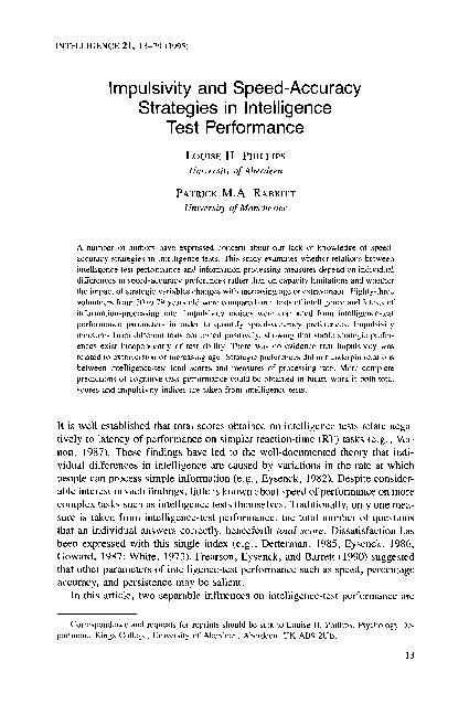 (PDF) Impulsivity and speed-accuracy strategies in intelligence test ...