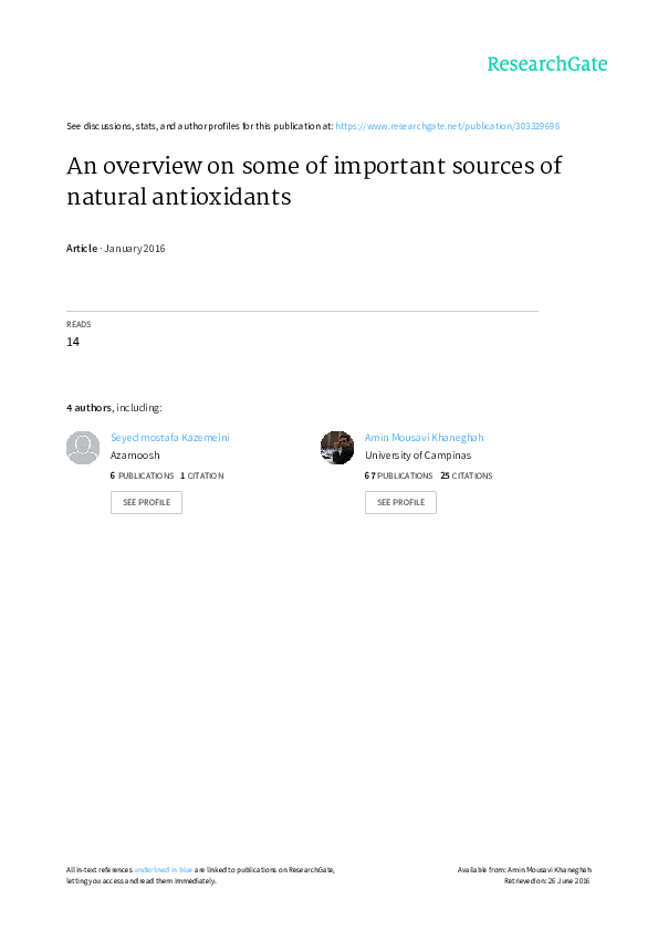 (PDF) An overview on some of important sources of natural antioxidants ...