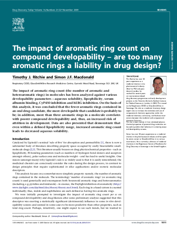 (PDF) The impact of aromatic ring count on compound developability ...