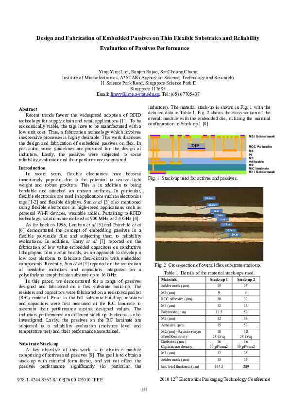 (PDF) Design and fabrication of embedded passives on thin flexible ...