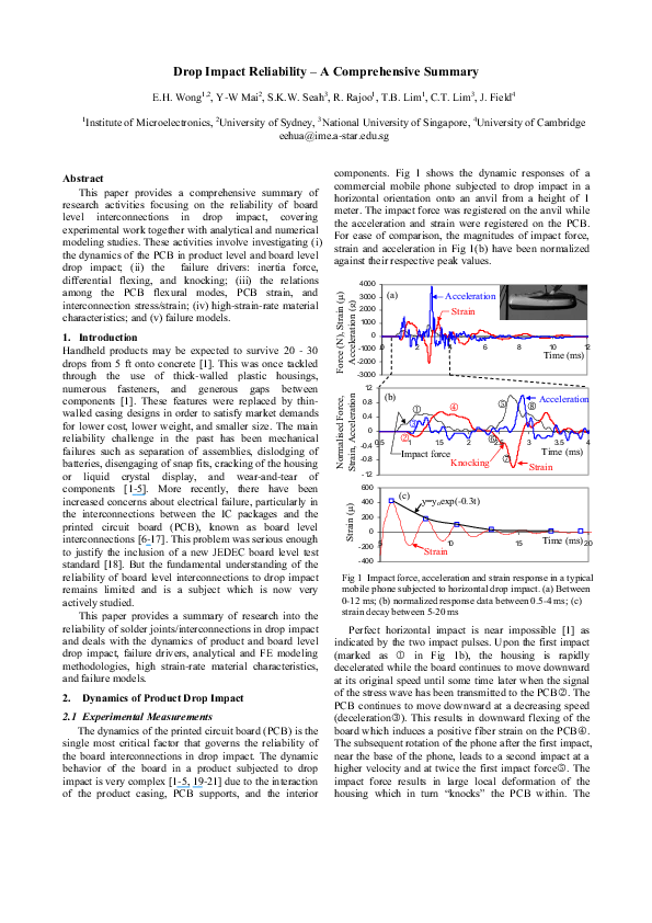 (PDF) Drop Impact Reliability ¿ A Comprehensive Summary