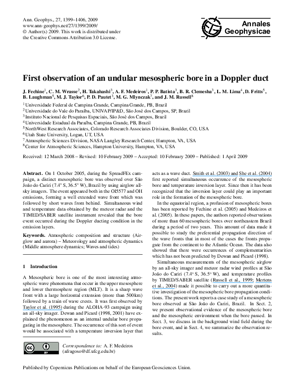 (PDF) First observation of an undular mesospheric bore in a Doppler duct