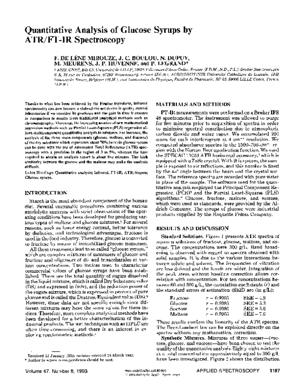 (PDF) Quantitative Analysis of Glucose Syrups by ATR/FT-IR Spectroscopy (PDF) Quantitative Analysis of Glucose Syrups by ATR/FT-IR Spectroscopy