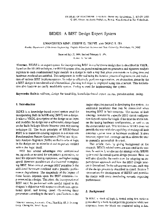 (PDF) BIDES: A BIST design expert system