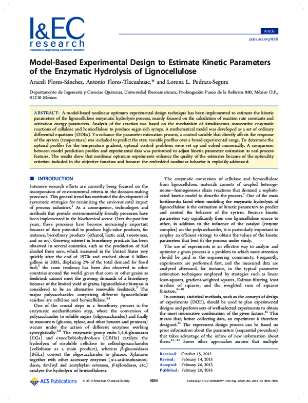 (PDF) Model-Based Experimental Design to Estimate Kinetic Parameters of ...