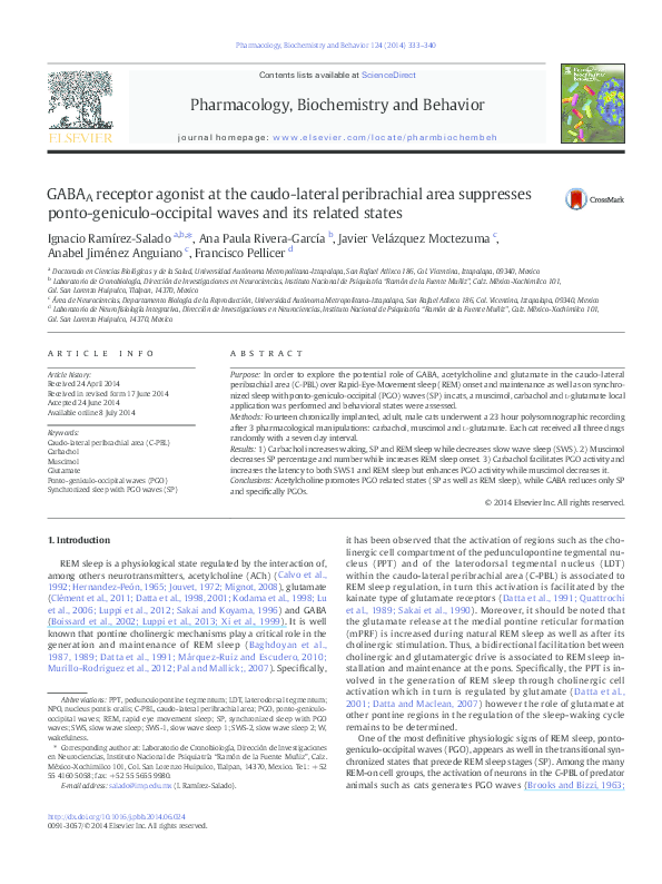 (PDF) GABAA receptor agonist at the caudo-lateral peribrachial area ...