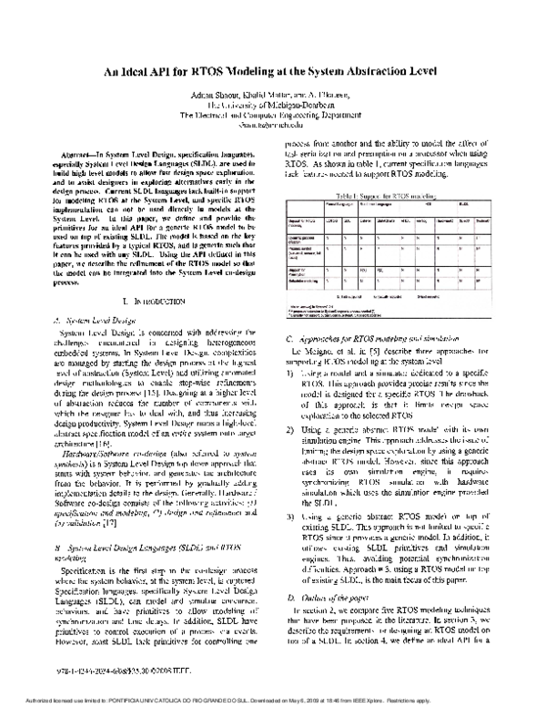 (PDF) An ideal API for RTOS modeling at the system abstraction level