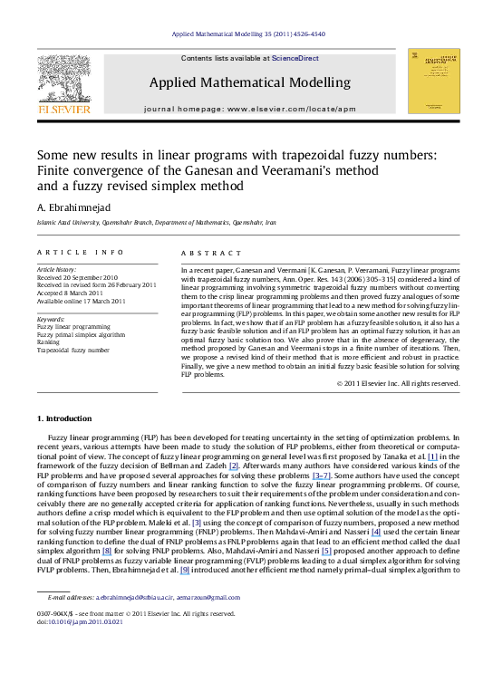 (PDF) Some new results in linear programs with trapezoidal fuzzy ...
