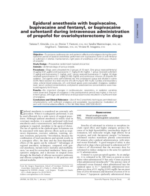 (PDF) Epidural anesthesia with bupivacaine, bupivacaine and fentanyl ...
