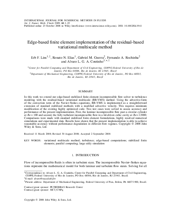 (PDF) Edge-based finite element implementation of the residual-based variational multiscale method