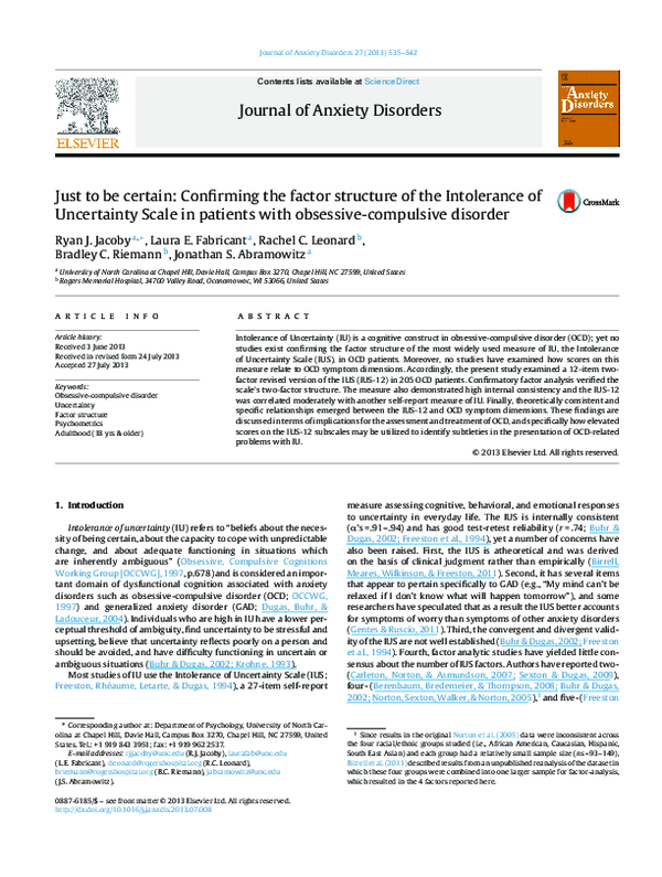 (PDF) Just to be certain: Confirming the factor structure of the ...
