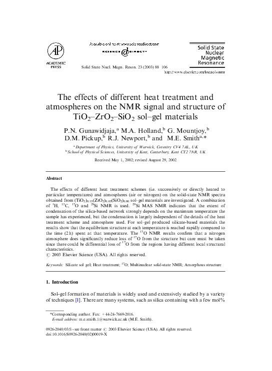 (PDF) The effects of different heat treatment and atmospheres on the NMR signal and structure of ...