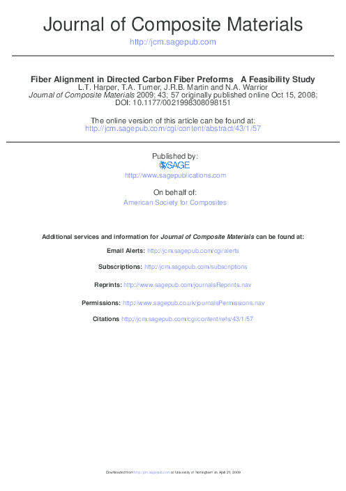 (PDF) Fiber Alignment in Directed Carbon Fiber Preforms -- A ...