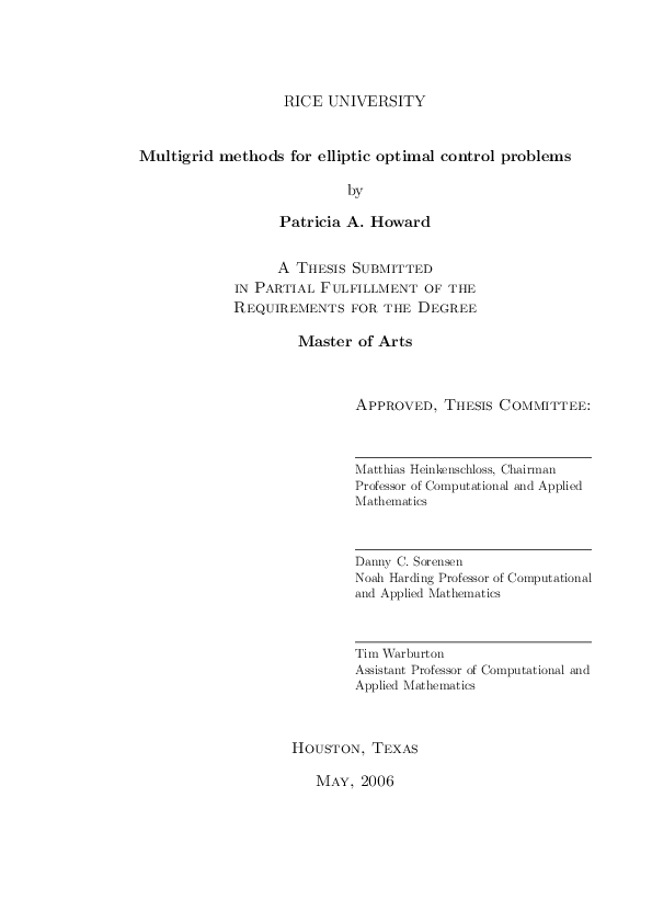 Pdf Multigrid Methods For Linear Elliptic Optimal Control Problems