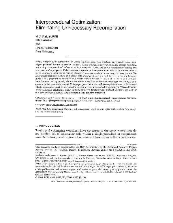 (PDF) Interprocedural constant propagation