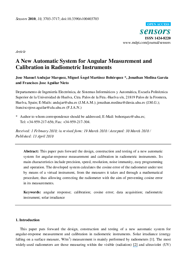 (PDF) A New Automatic System for Angular Measurement and Calibration in ...